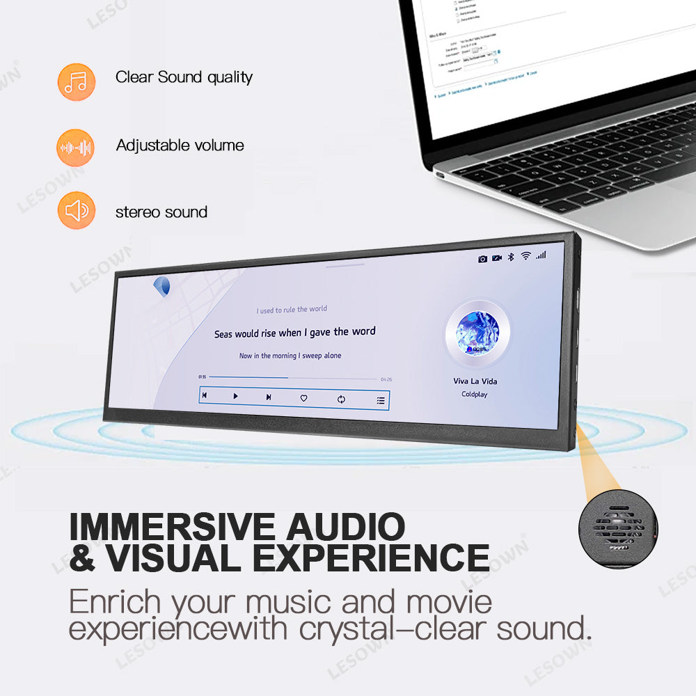 LESOWN P126GPS 12.6 inch Secondary Screen 1920x515 IPS HDMI Bar LCD Mo – LESOWN Display