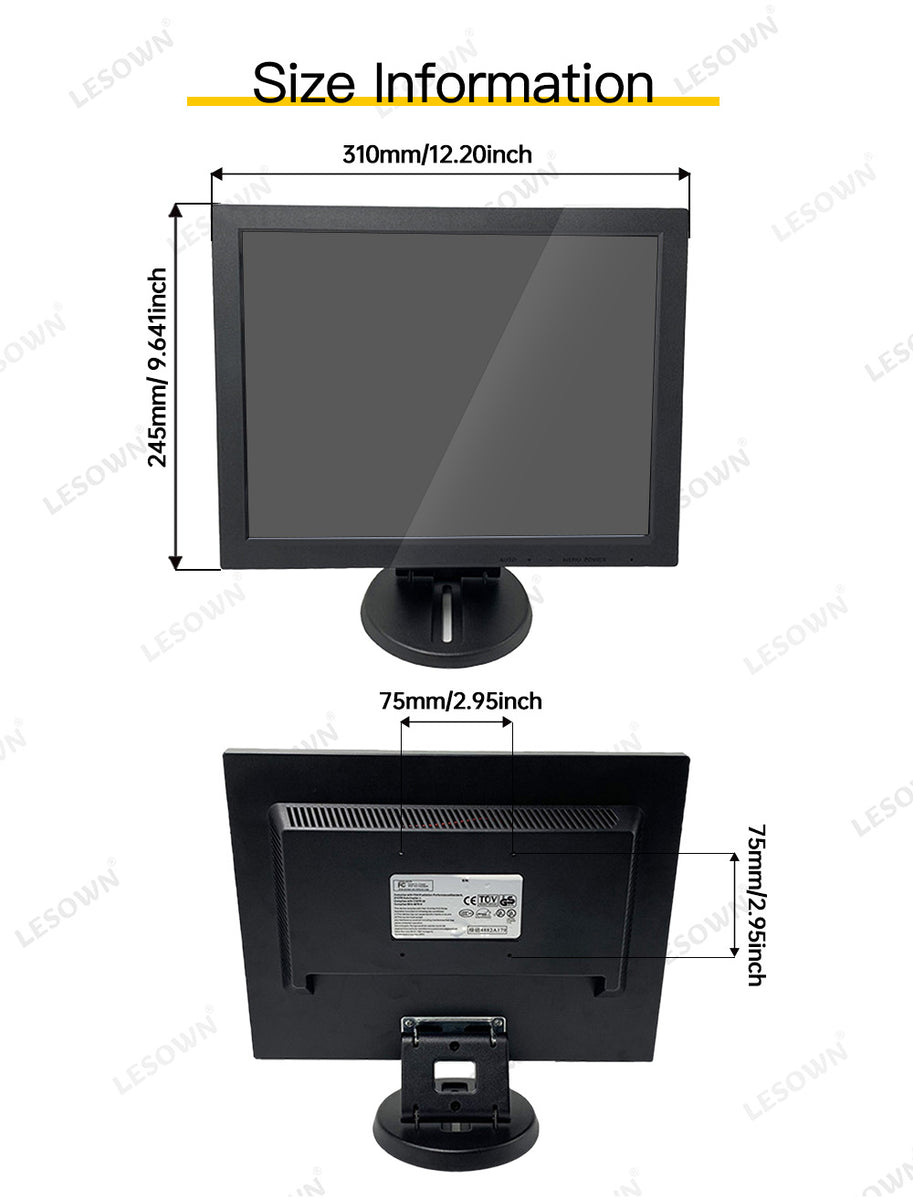LESOWN N140 14 inch Portable Industrial Monitor 1024x768 VESA LCD VGA ...