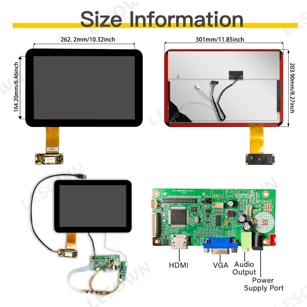 LESOWN M121-A01T Original 12.1 inch LCD Touchscreen Display VGA HDMI 1 ...