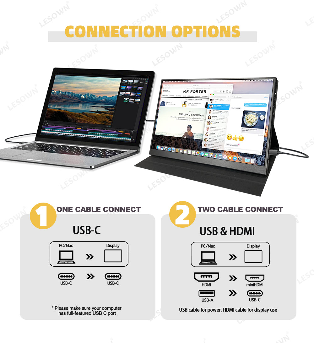 LESOWN P133G 3840x2160 4K UHD 13.3 inch Type-C Monitor IPS LCD HDMI Wi ...