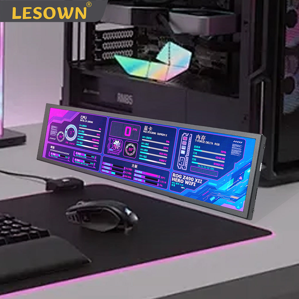 LESOWN P88 8.8 inch Streched Bar LCD Display IPS 480x1920 Hdmi Portabl ...