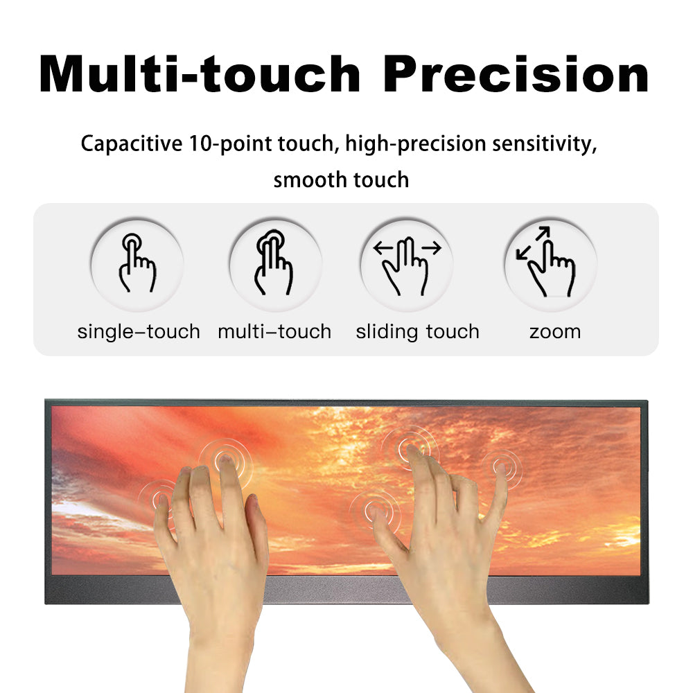 LESOWN P141GMT 14.1 inch 4K Long Bar Monitor Wide Touch USB C HDMI PC ...